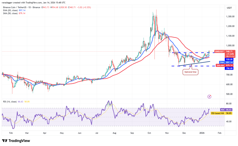 Predicciones de precios del 14 de enero: BTC, ETH, XRP, BNB, SOL, DOGE ...