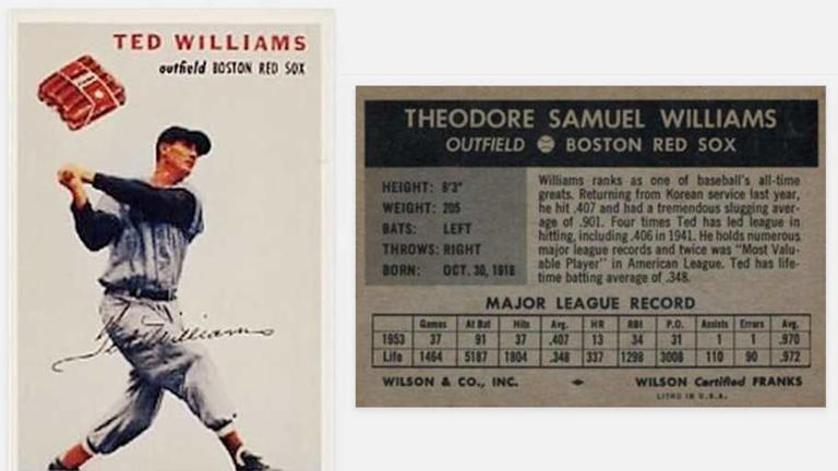 The rare 1954 Topps Ted Williams card, only 3 are known currently