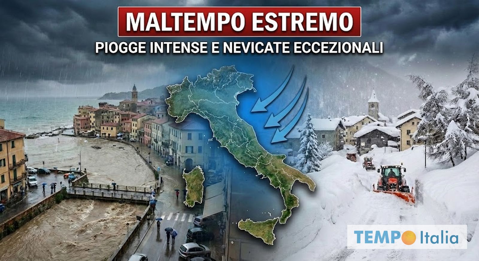 Maltempo estremo da lunedì 19: piogge intense e nevicate eccezionali ...