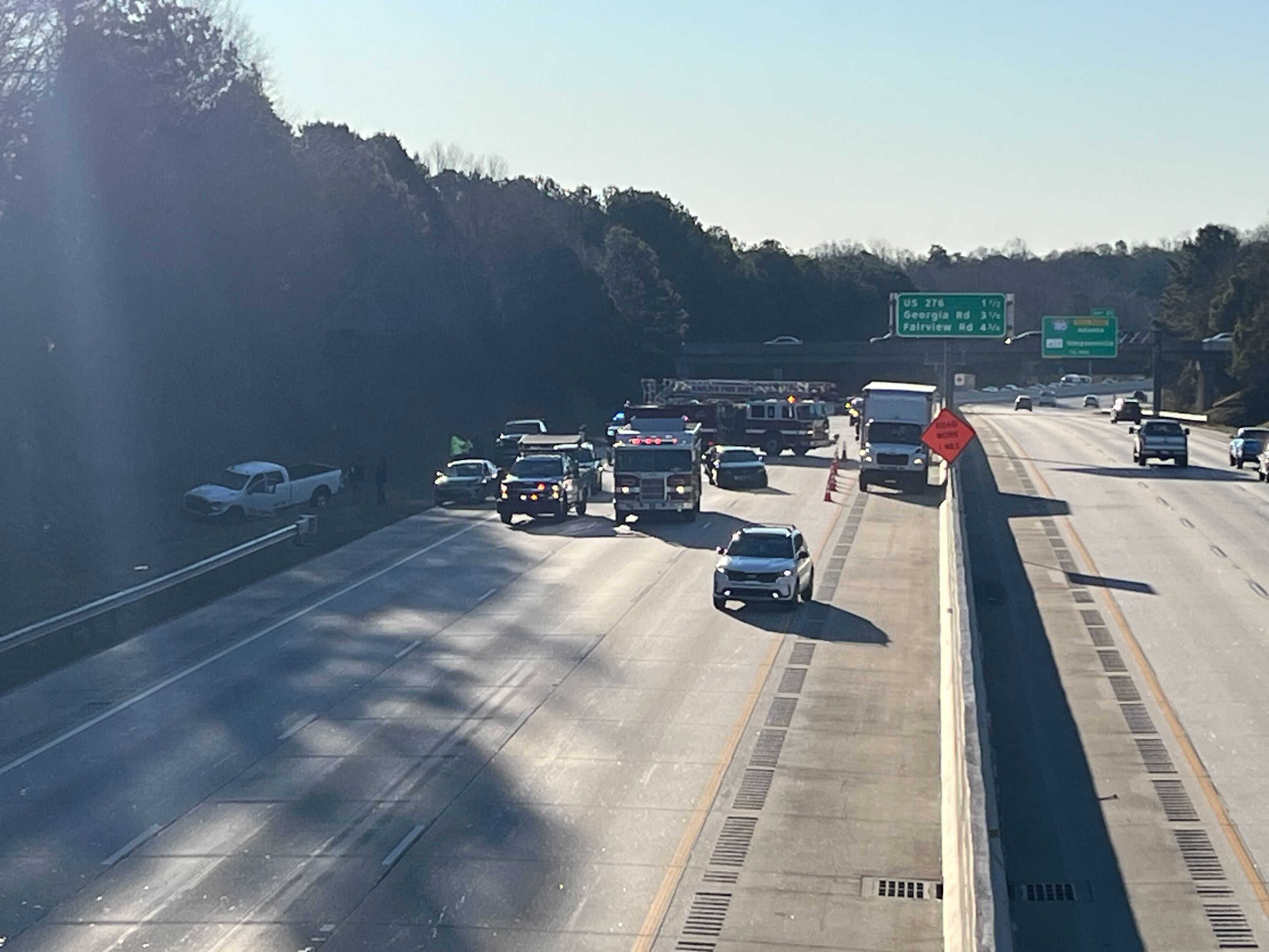 Live: Crash blocks lanes on I-385 headed into downtown