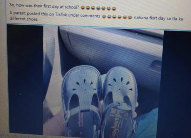 Two shoes, two brands, two sizes - one very long first day of school