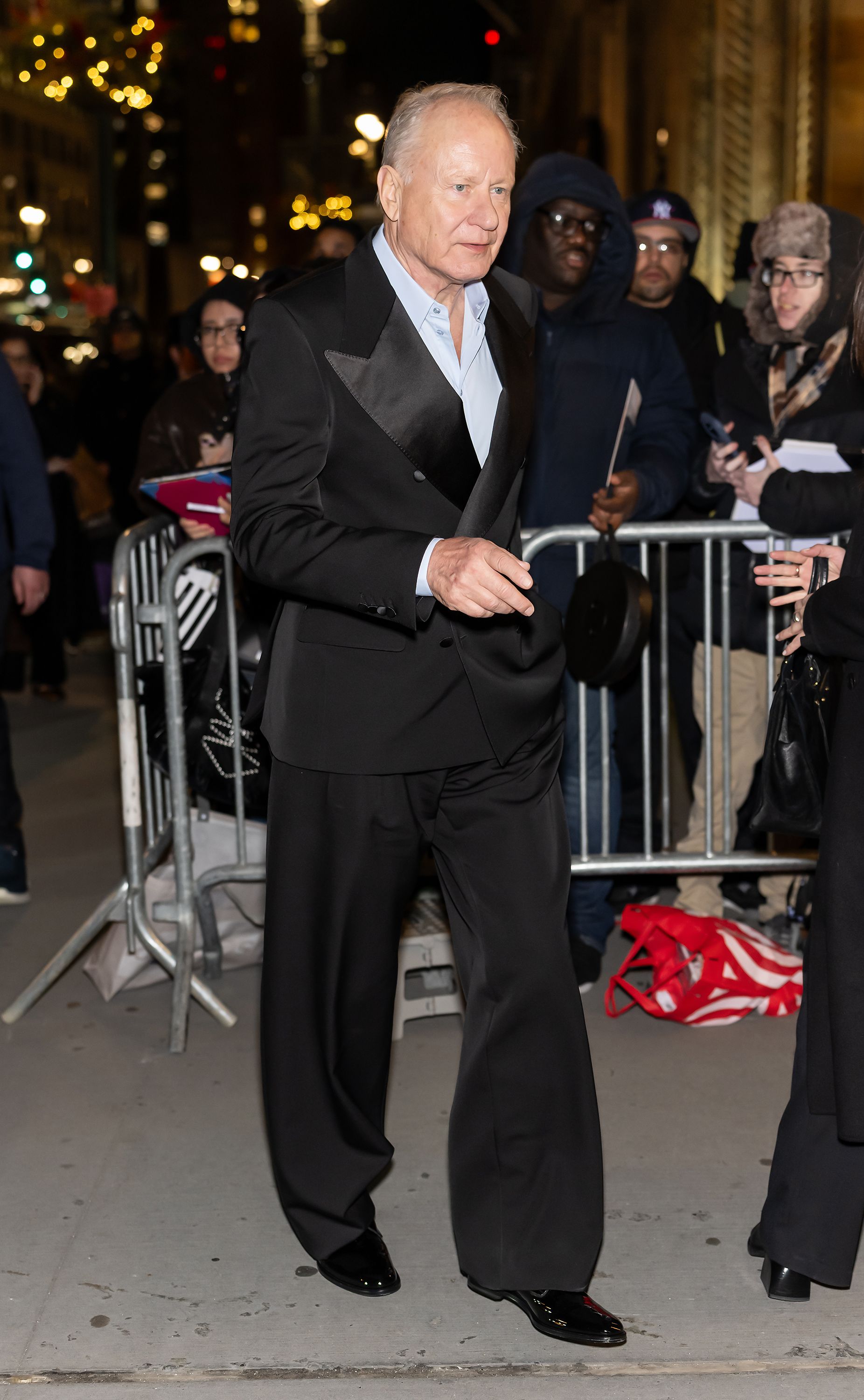 Only Stellan Skarsgård is pulling off the bare-chested suit