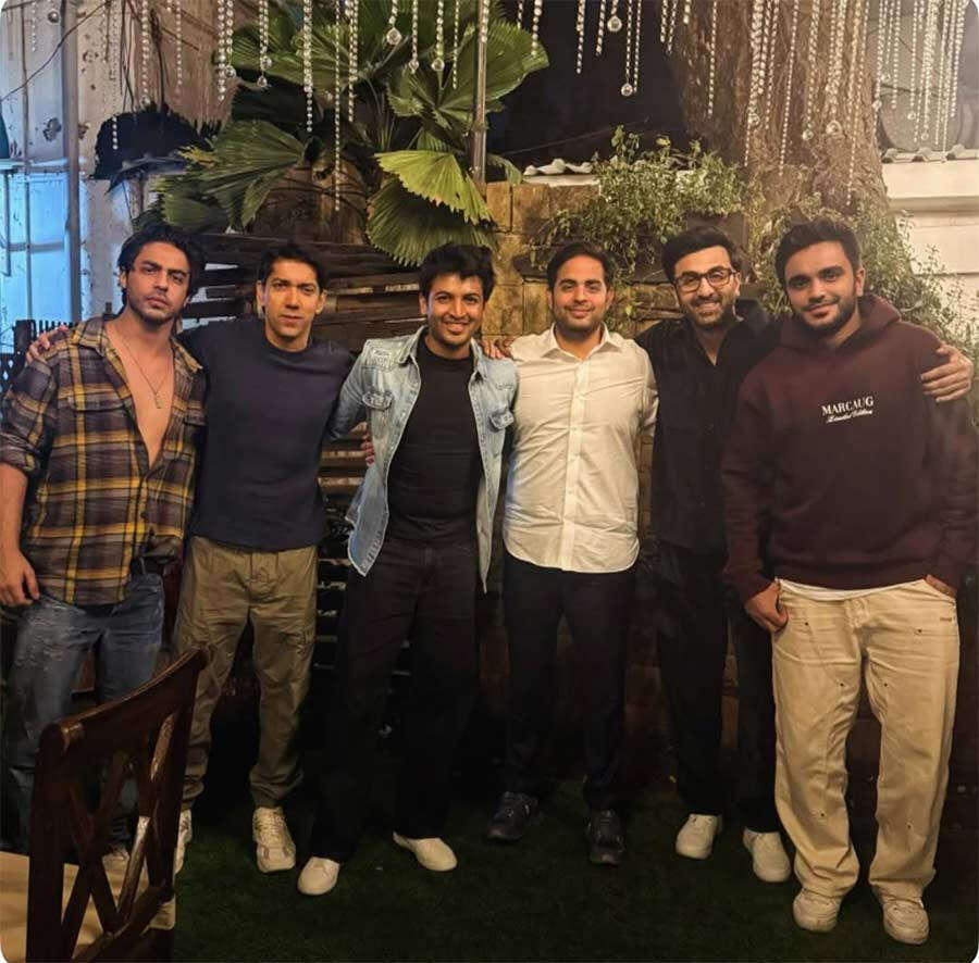 Aryan Khan and Ranbir Kapoor pose for a candid click with their padel gang