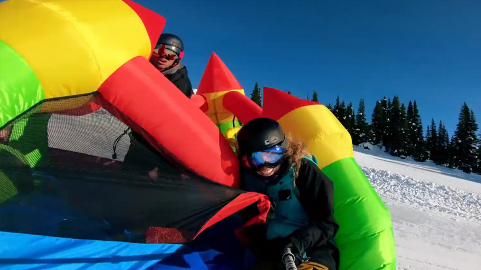How fast can a bounce house go on snow?