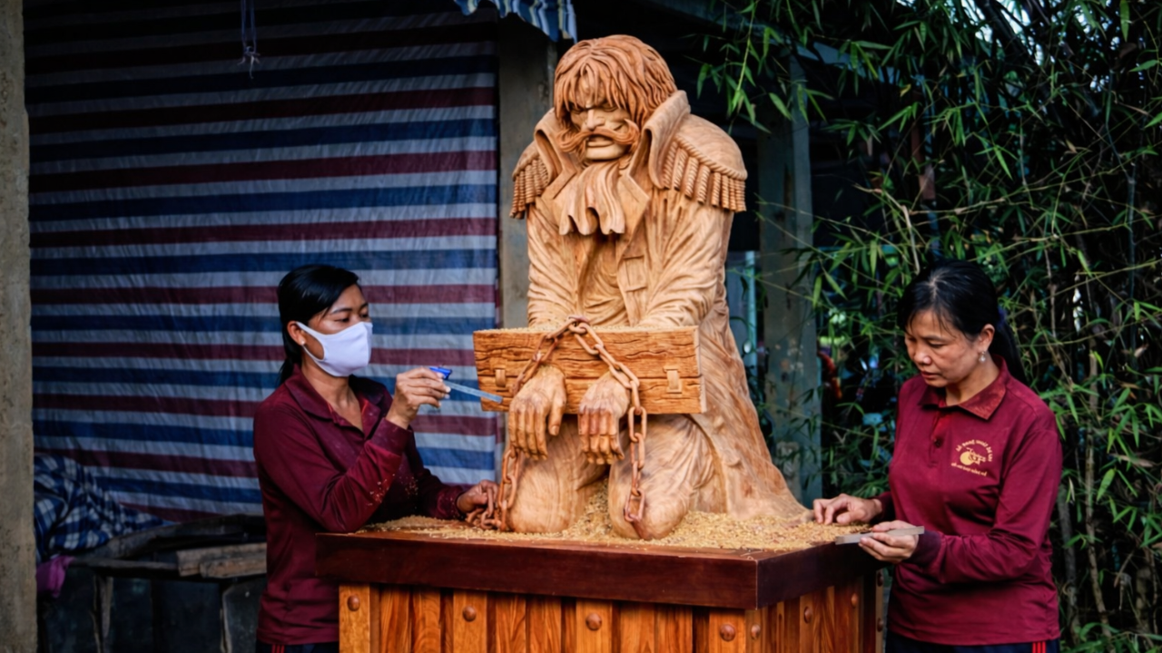 From huge wood to a Gol D Roger carving