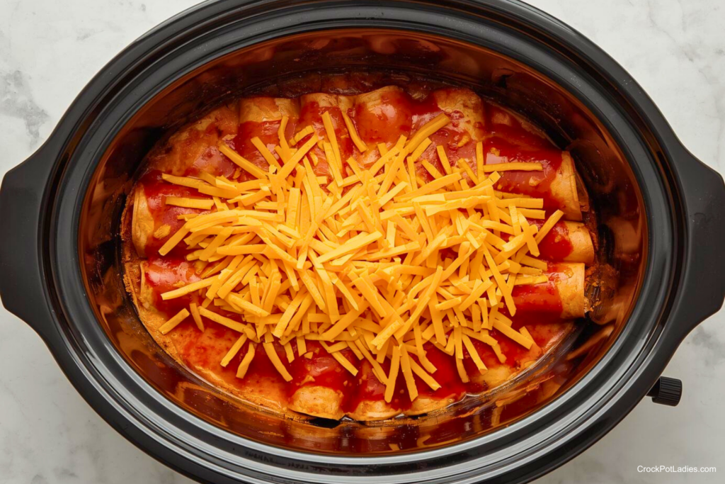 Crock-Pot red chicken enchiladas