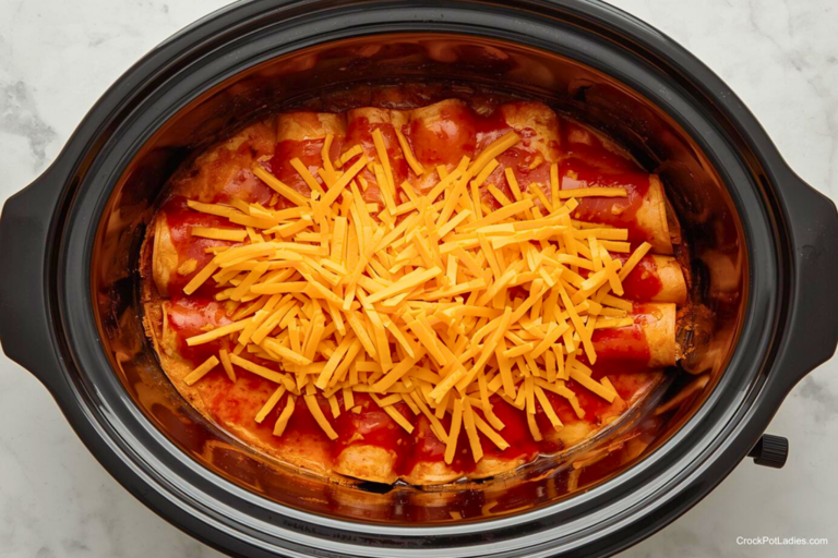 Crock-Pot red chicken enchiladas