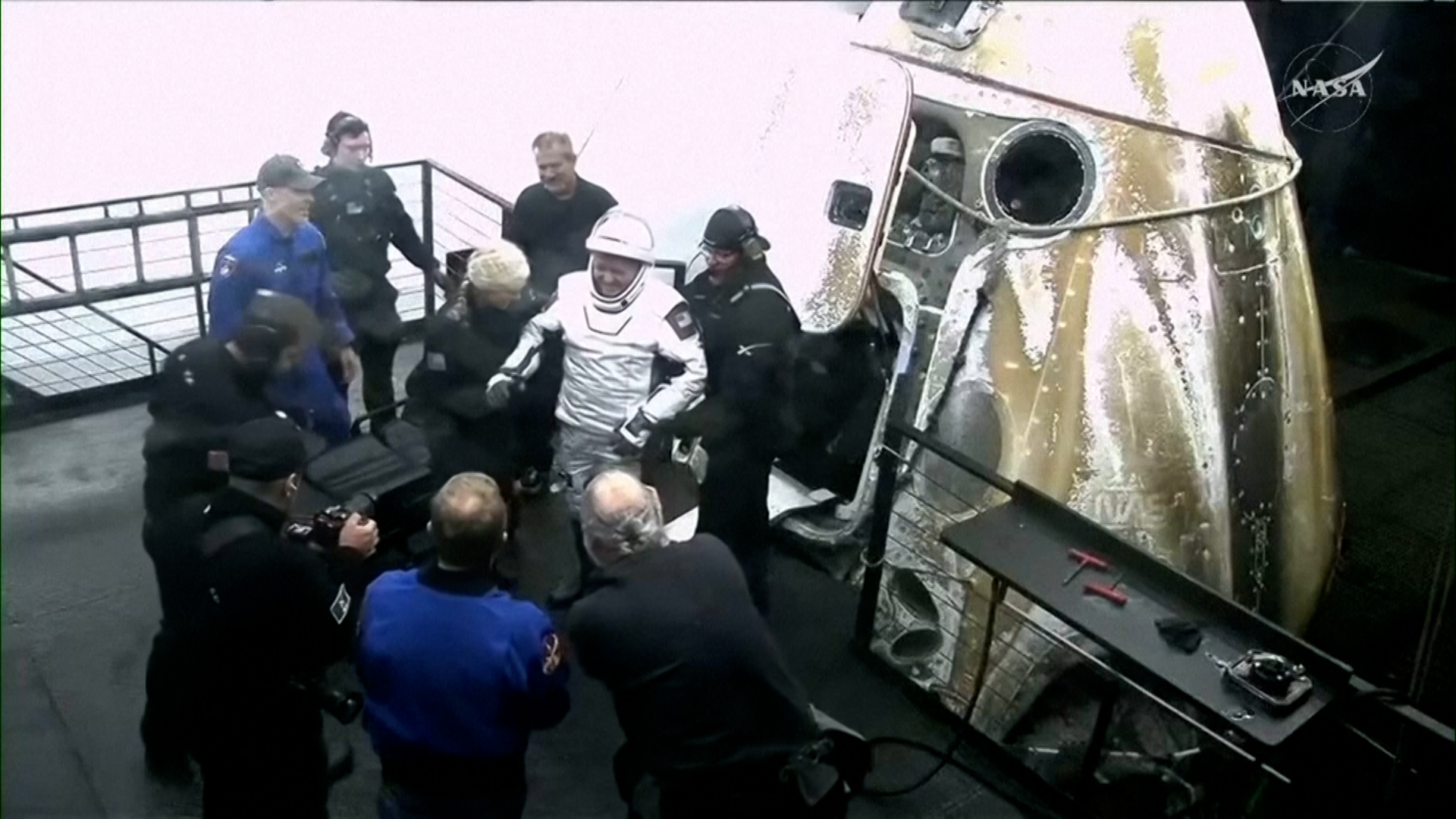 NASA astronauts seen for first time since medical evacuation