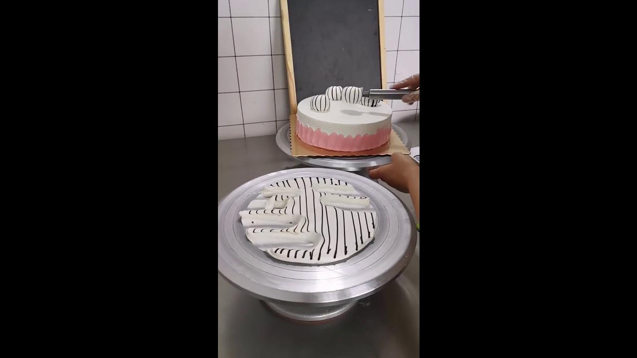 Making Pink Design With Fruits Cake