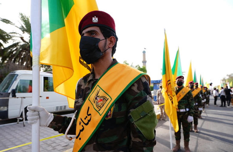 Iraqi militia members hired by Kataib Hezbollah to supress Iranian ...