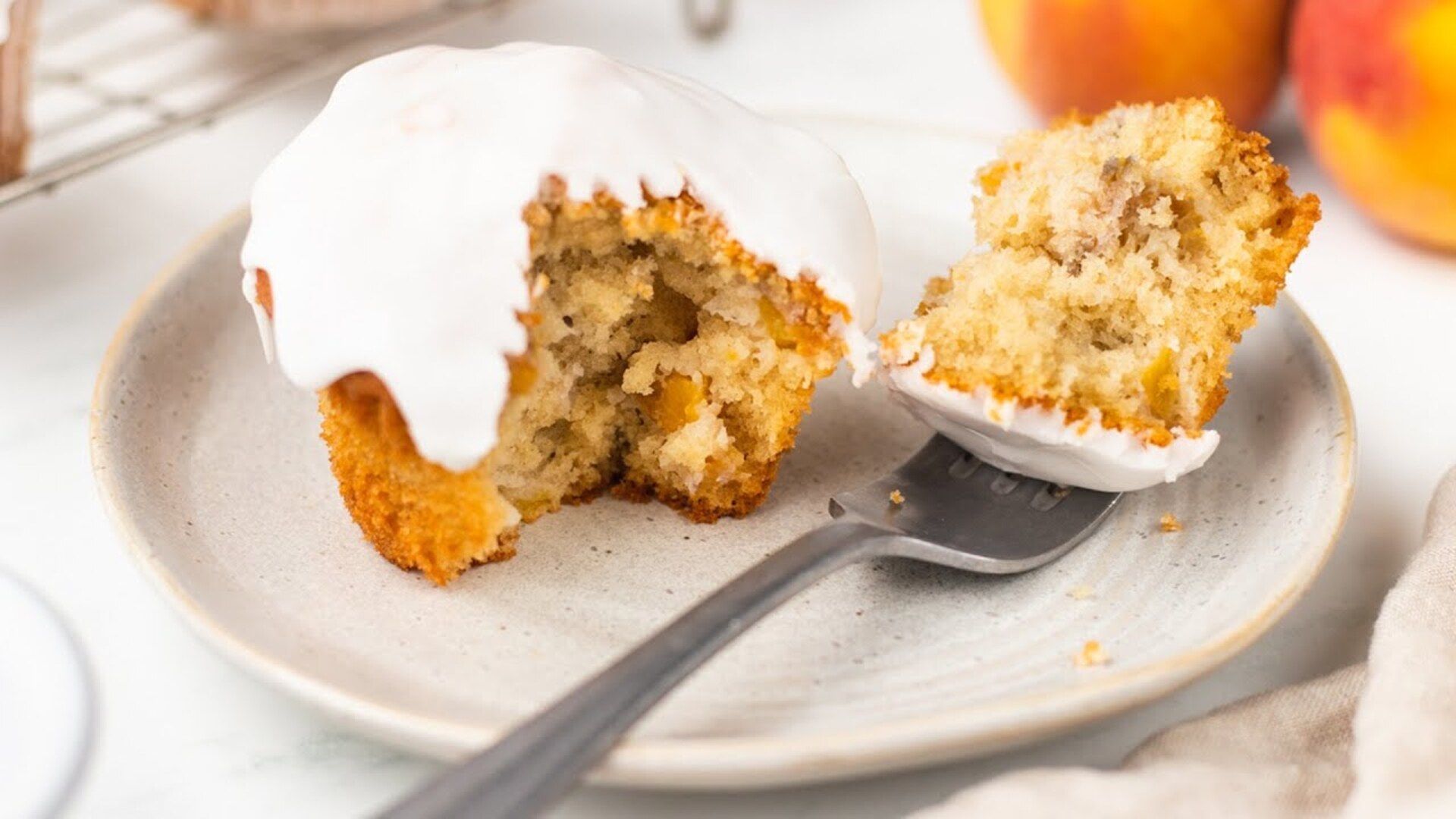 Glazed peach muffins recipe