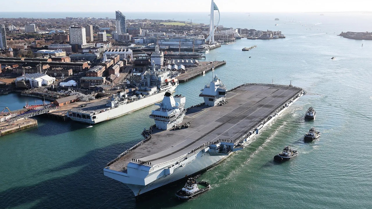 Emotional scenes as Royal Navy Carrier Strike Group returns to the UK