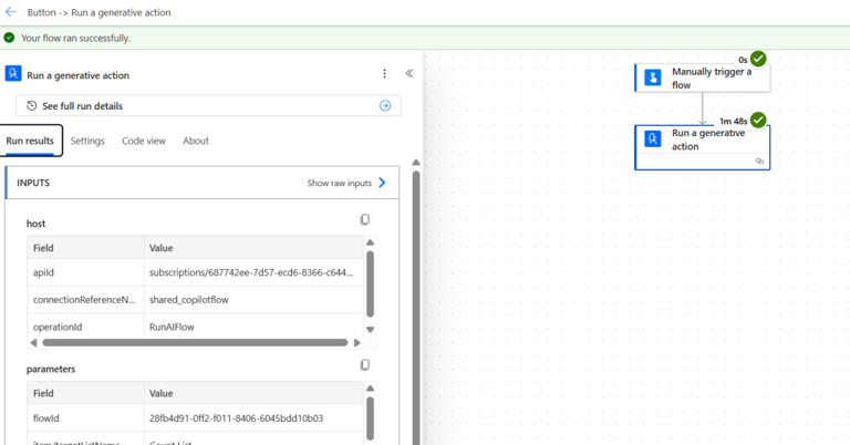 Run a generative action in Power Automate