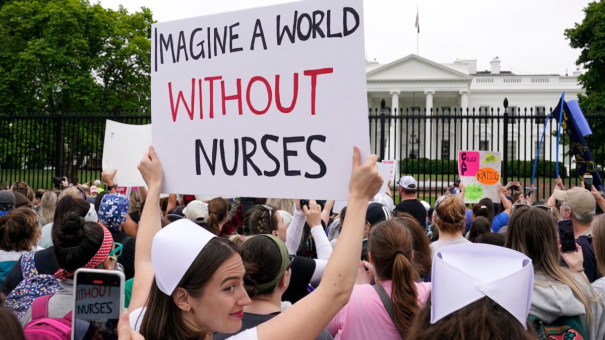 Nurses at DC's largest hospital protest over wage and work conditions