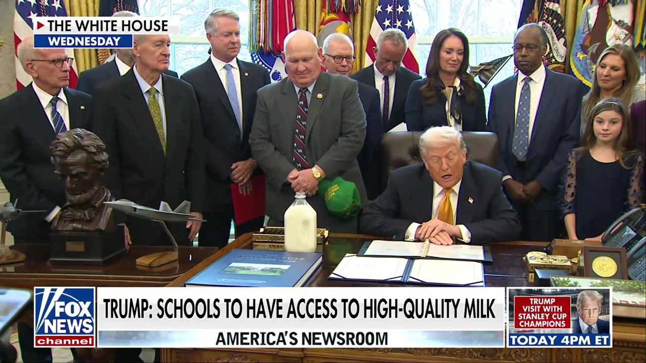 Trump signs law bringing whole, 2% milk back to schools