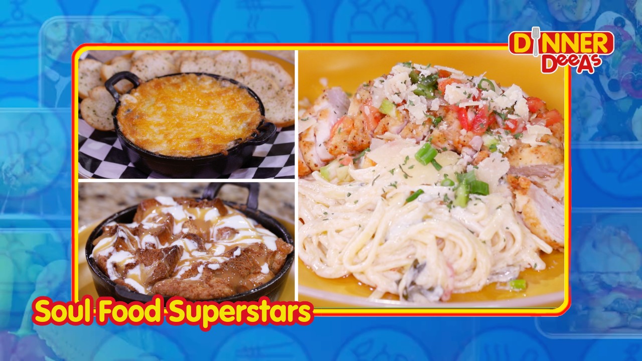Soul food superstars - chicken pasta, collard green dip & Cuban bread ...