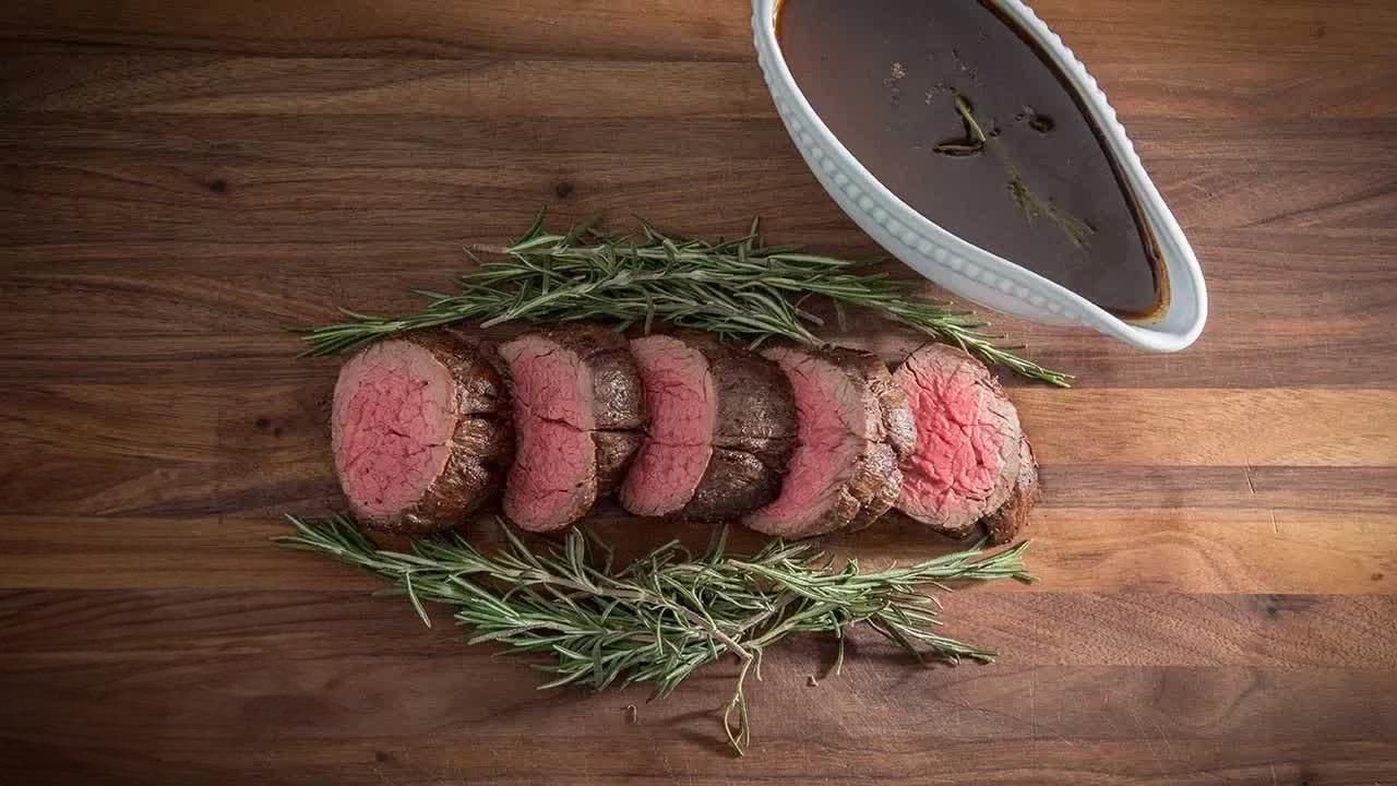 Reverse-seared chateaubriand with port wine reduction