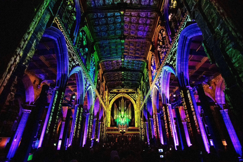 Cathedral transformed by stunning immersive light and sound show