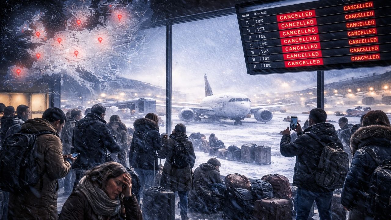 Brutal snowstorm shuts down Europe’s airports: Travelers left stranded
