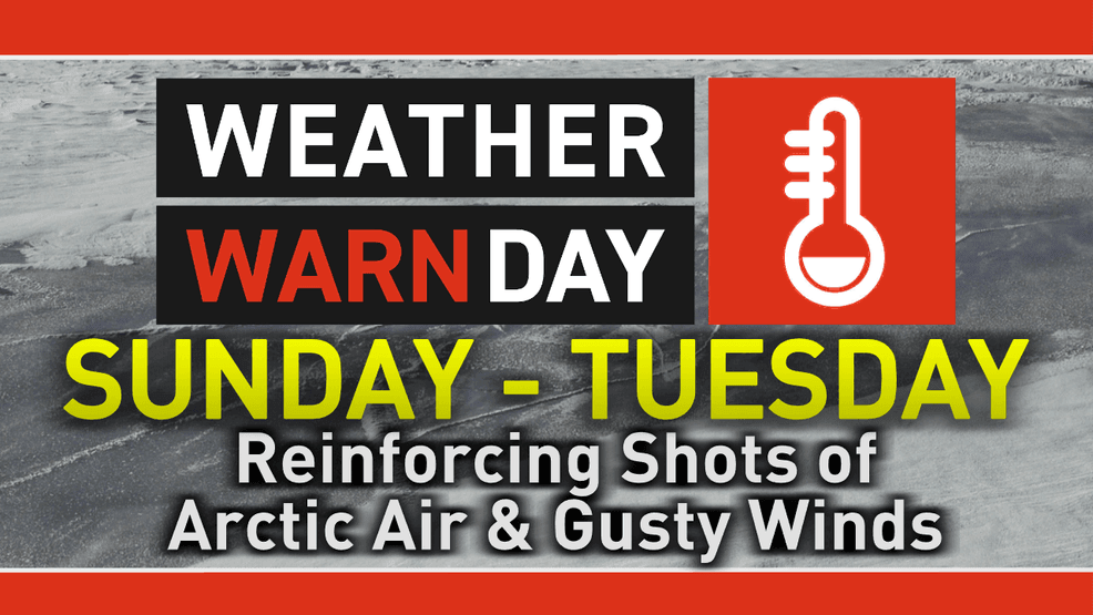 Weather warn day issued for Sunday through Tuesday as arctic air moves in