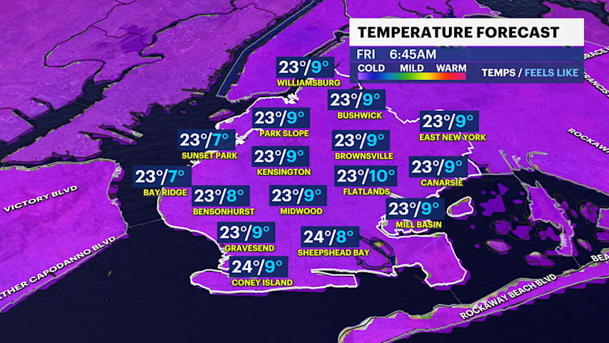 Bitter blast: Plunging temperatures for a gusty Thursday in Brooklyn