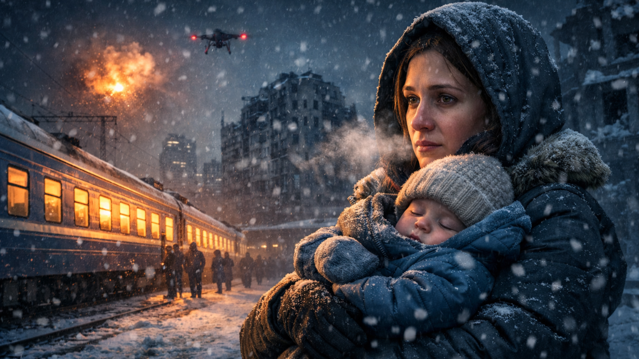 Kyiv freezes at -19°C but this train is a lifeline