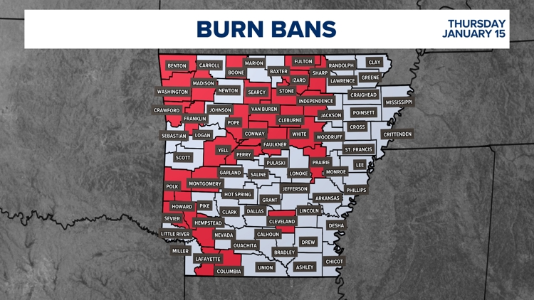 Arkansas counties under current burn bans | What to know