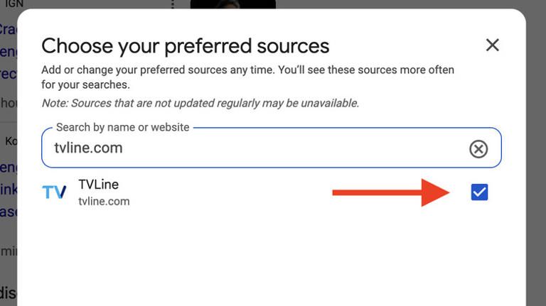 How to add TVLine as a preferred source on Google
