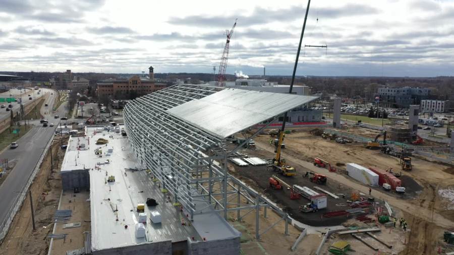 1 million pounds of steel now installed at Amway Stadium
