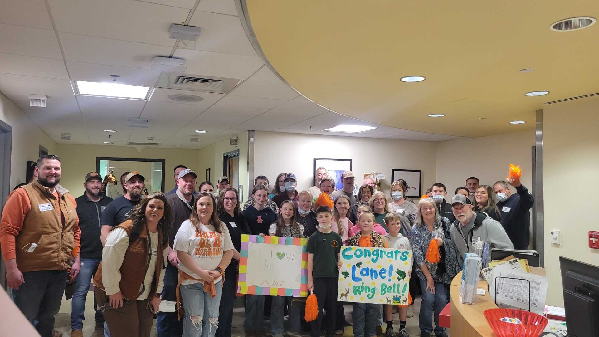 Childhood cancer survivor Lane Patrick celebrates end of his treatment