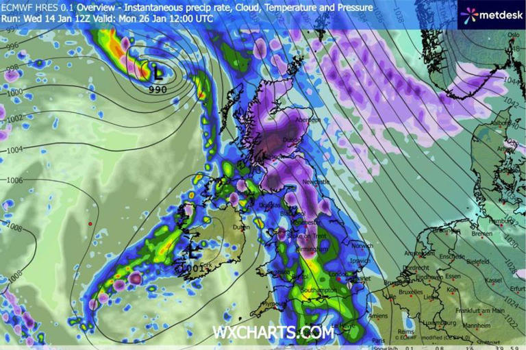 UK snow maps show Arctic blizzard will bury cities with up to 31 inches ...