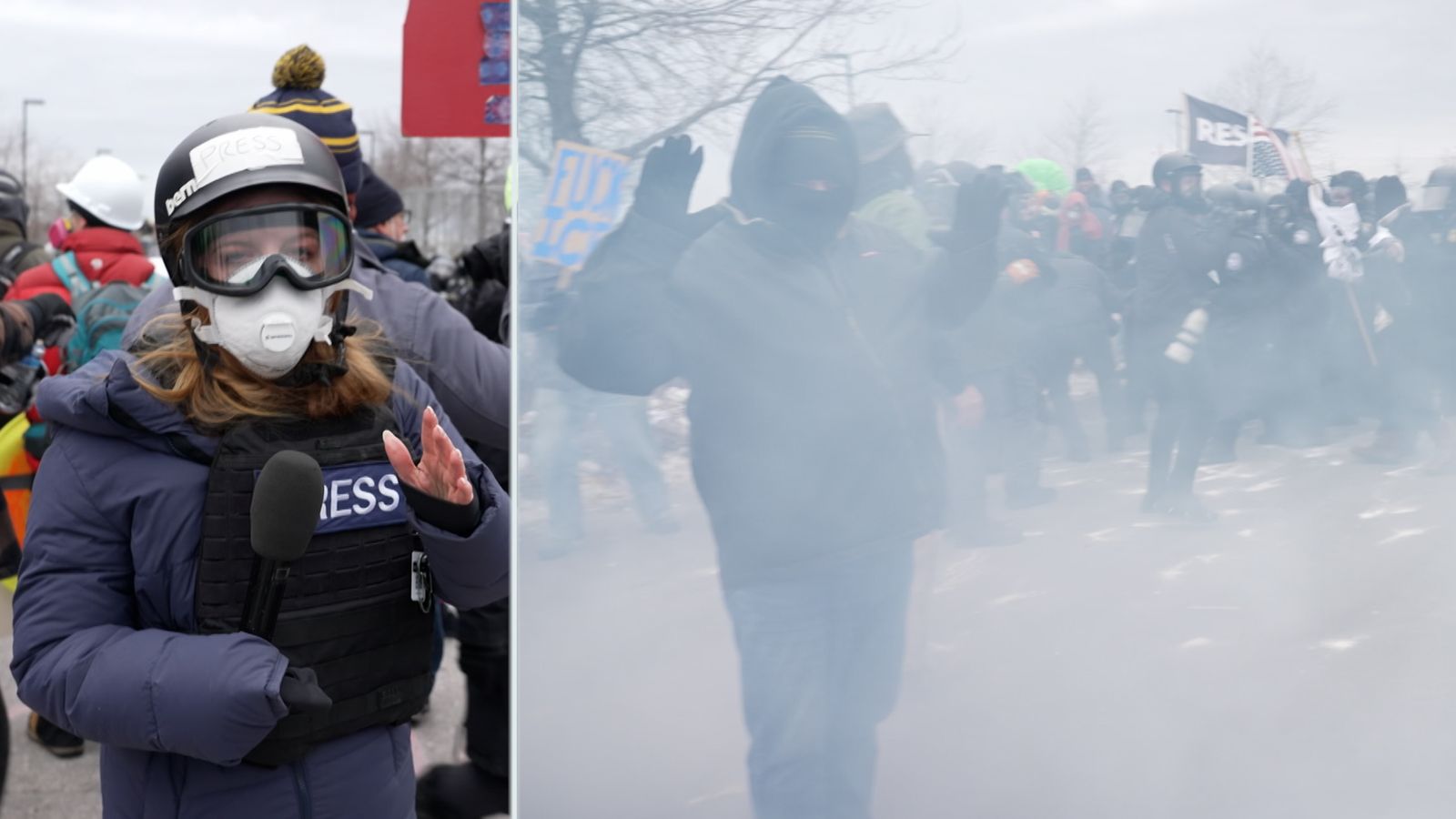 Sky correspondent caught in tear gas during ICE protest