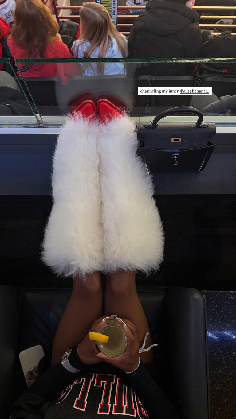 Simone Biles pairs $650 furry Ugg heels with an Hermès Kelly bag for ...