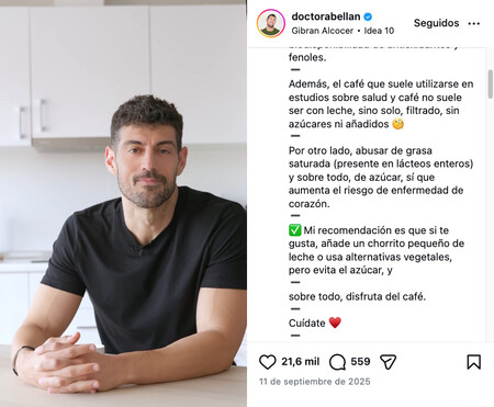 José Abellán, cardiólogo: "Si tomas leche solo con un chorrito de café ...
