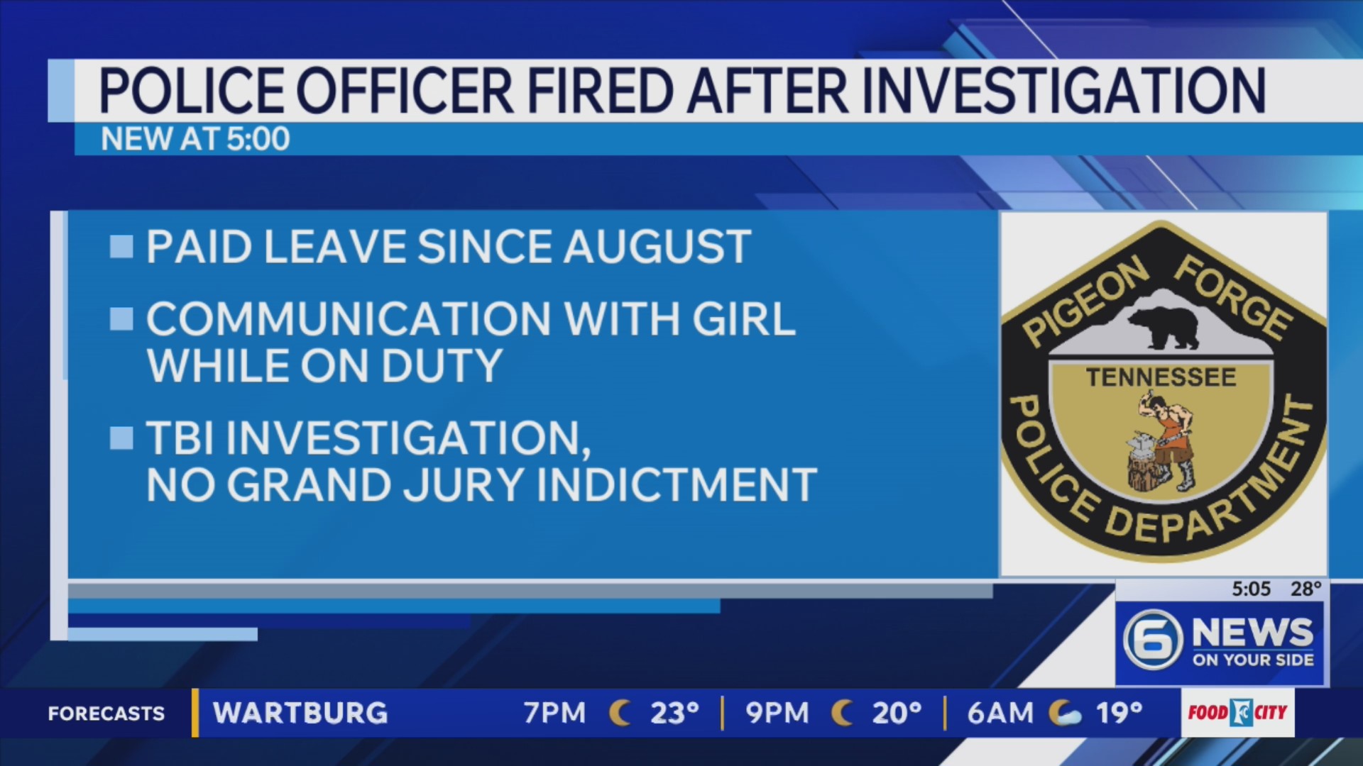 Pigeon Forge police officer fired after investigation into ...