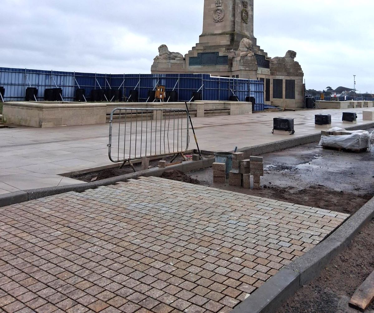 16,000 spectacular granite bricks are installed as work to create new ...