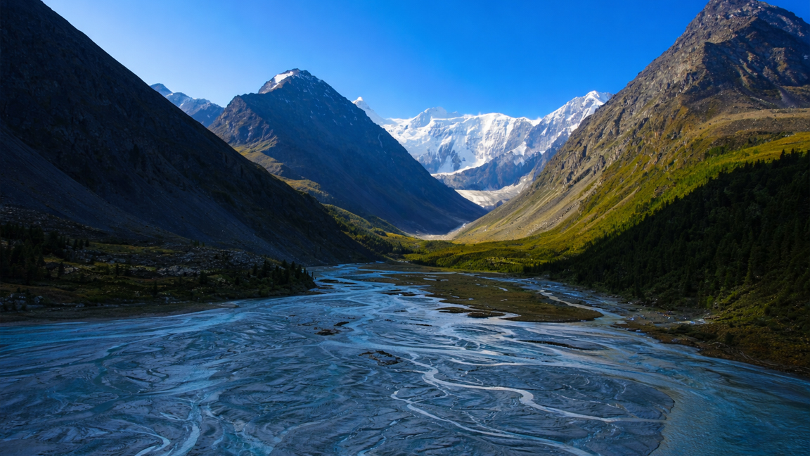Following the river to snowy peaks