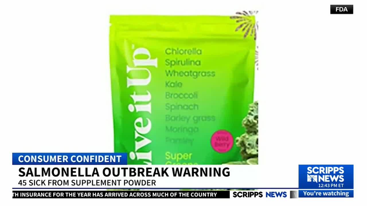 Recalled Super Greens supplement powder sickens 45 with salmonella