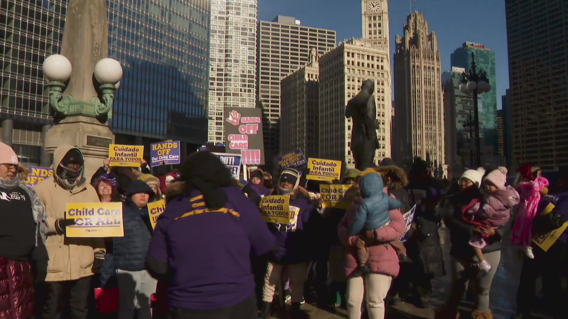 Union leaders protest Trump administration's freeze on child care funds
