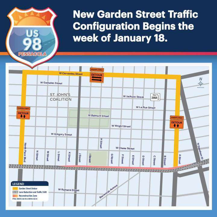 New traffic configuration planned for Pensacola’s Garden Street