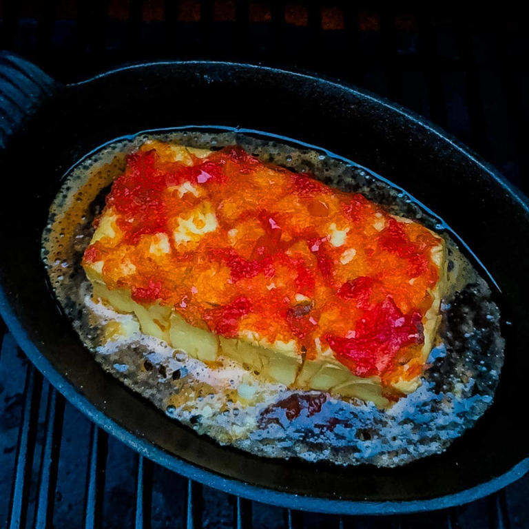 Smoked cream cheese on a pellet grill (2-ingredients)