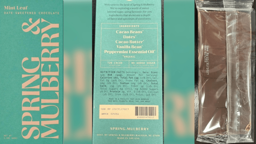 Nationwide recall on mint chocolate after detection of salmonella