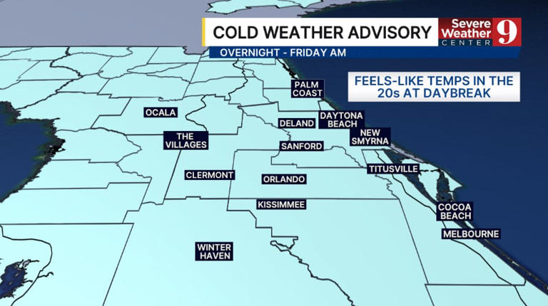 Freeze warning in effect as temperatures plunge across Central Florida