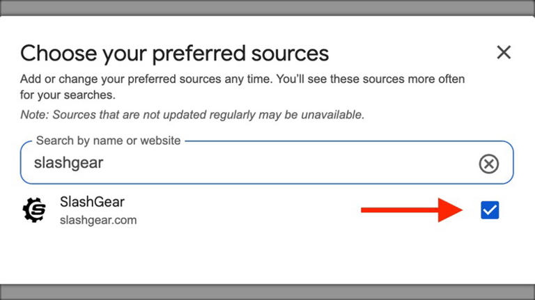 How to add SlashGear as a preferred source on Google