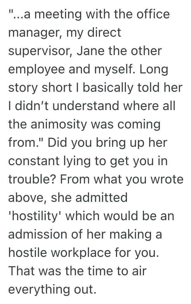 Insurance billing employee has a coworker who really dislikes her, so ...