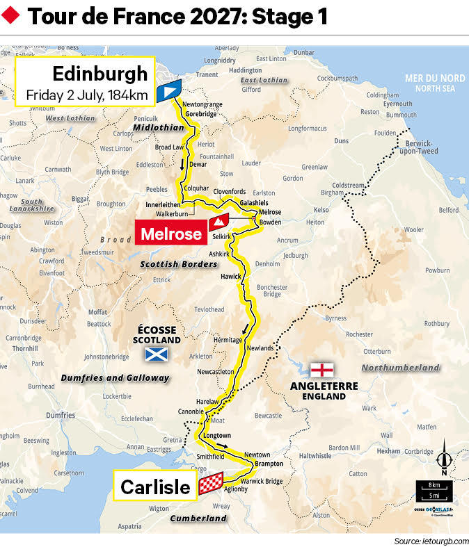 Tour de France Grand Depart route from Edinburgh through Borders revealed