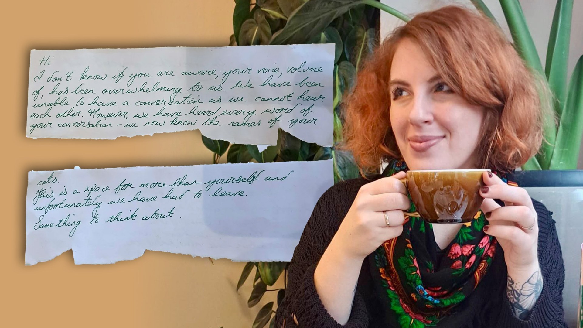 Cafe drama: Note accuses woman of being too loud