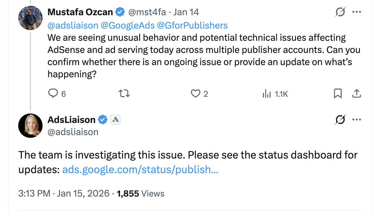 AdSense publishers report sudden revenue plunge — again