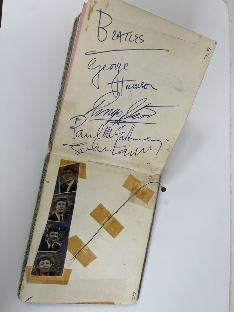 Beatles autographs and George’s broken guitar string for sale