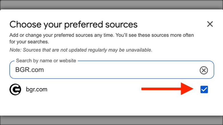 How to add BGR as a preferred source on Google